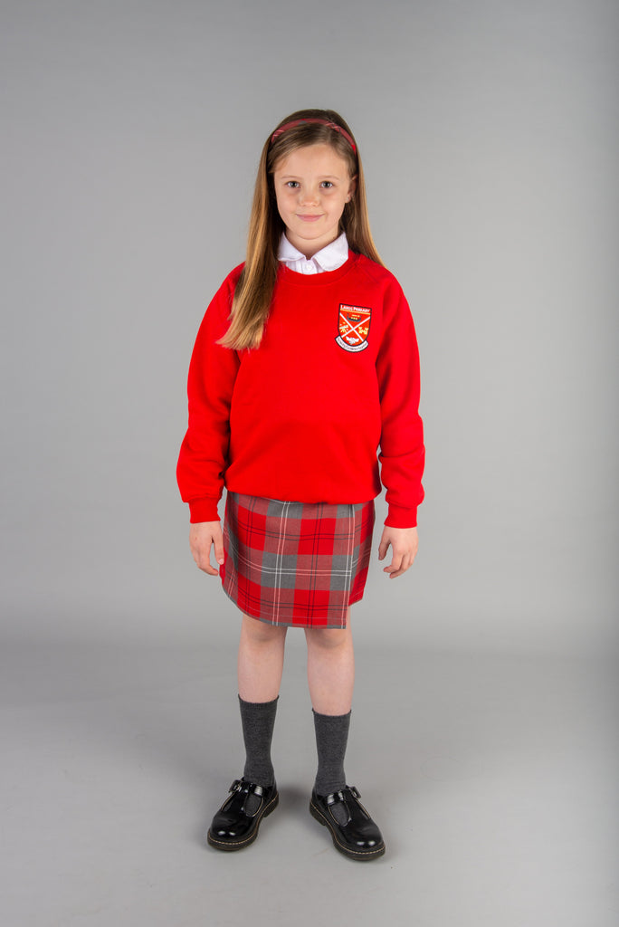 Red School Jumper Round Neck Largs Primary School – Kinderland Largs